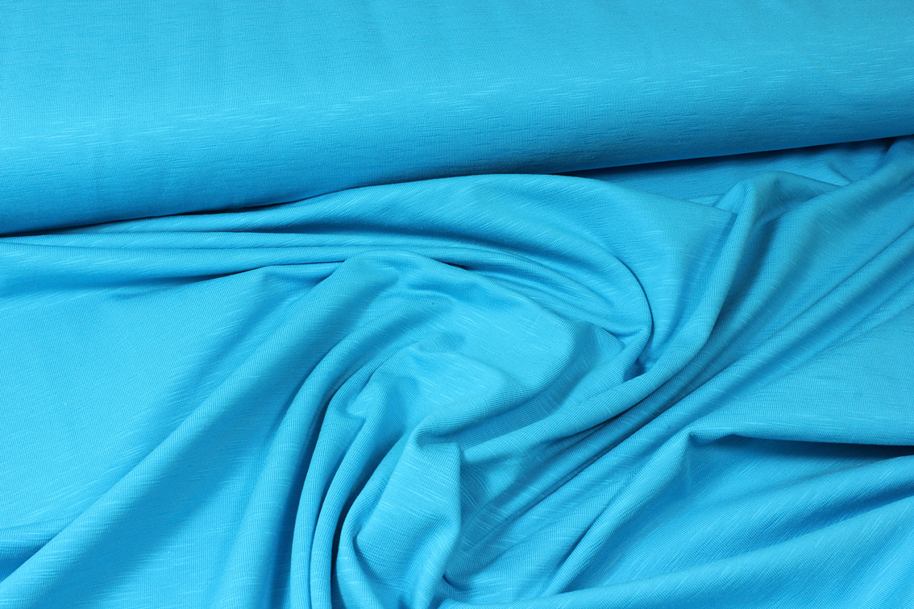 Slub-Jersey Uni – dunkeltürkis (ÖkoTex) – Jerseymutti – Stoffe und ...