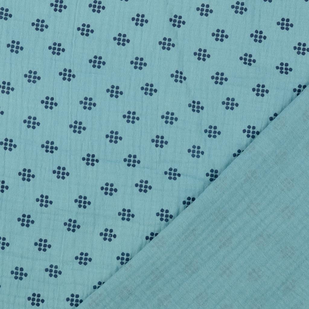 Double Gauze, bedruckt “Dotted Clouds” – #hellblau – Jerseymutti – Stoffe und Nähzubehör